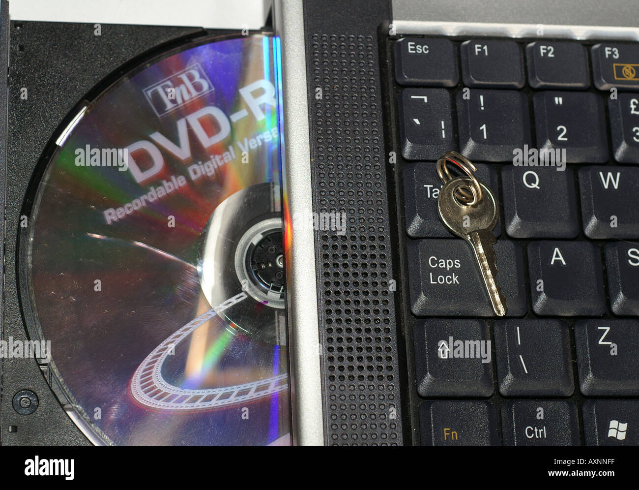 Key by Caps lock button on laptop keyboard security digital risk ...