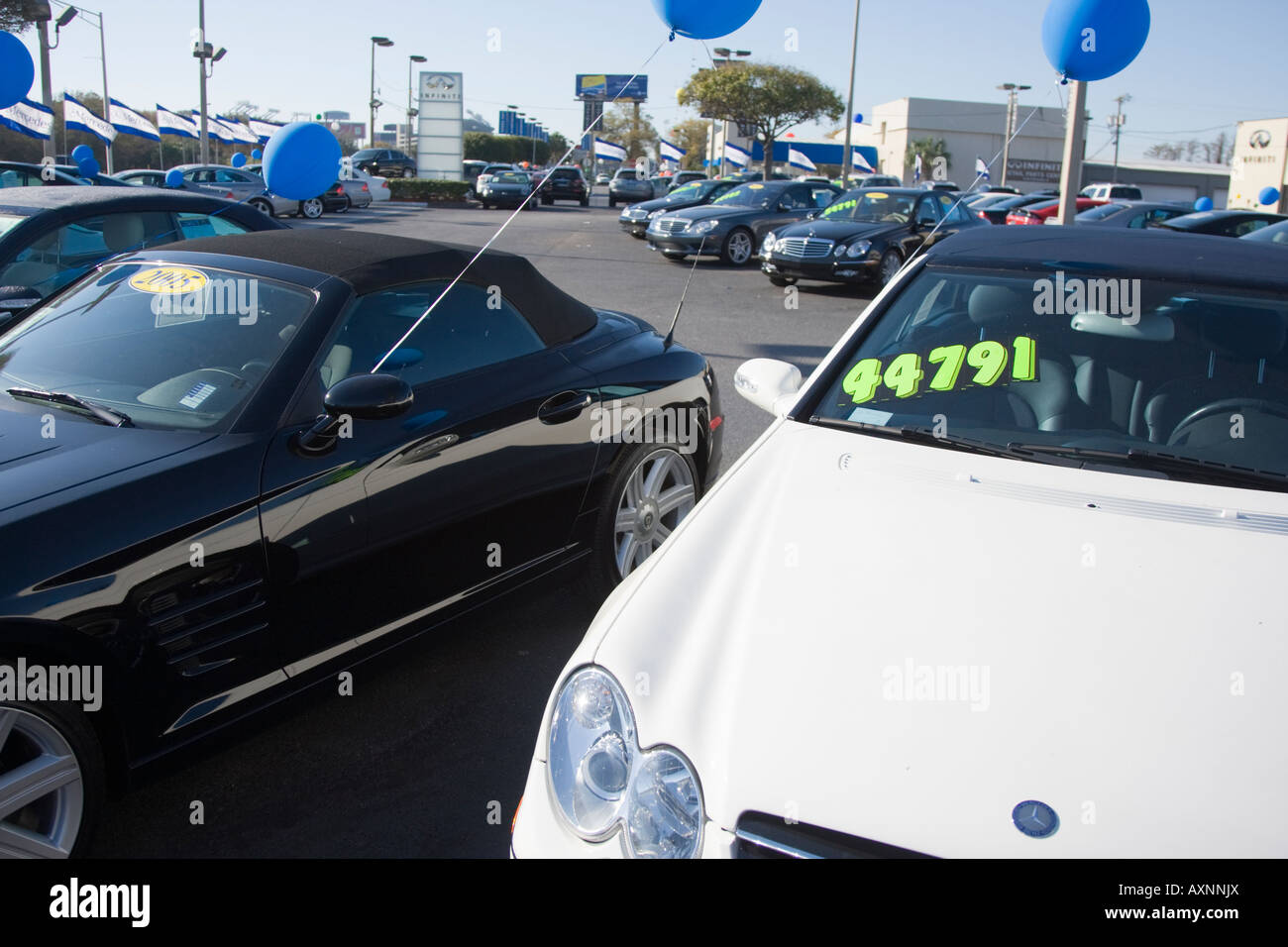 Luxury cars on display at a car lot Stock Photo - Alamy