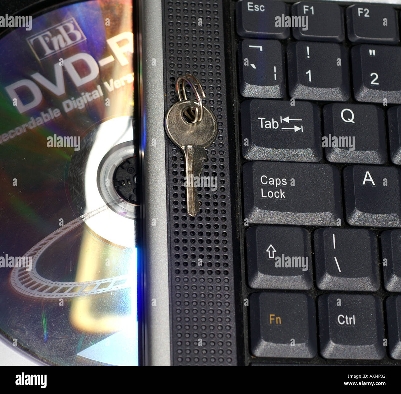 Key by Caps lock button on laptop keyboard security digital risk ...
