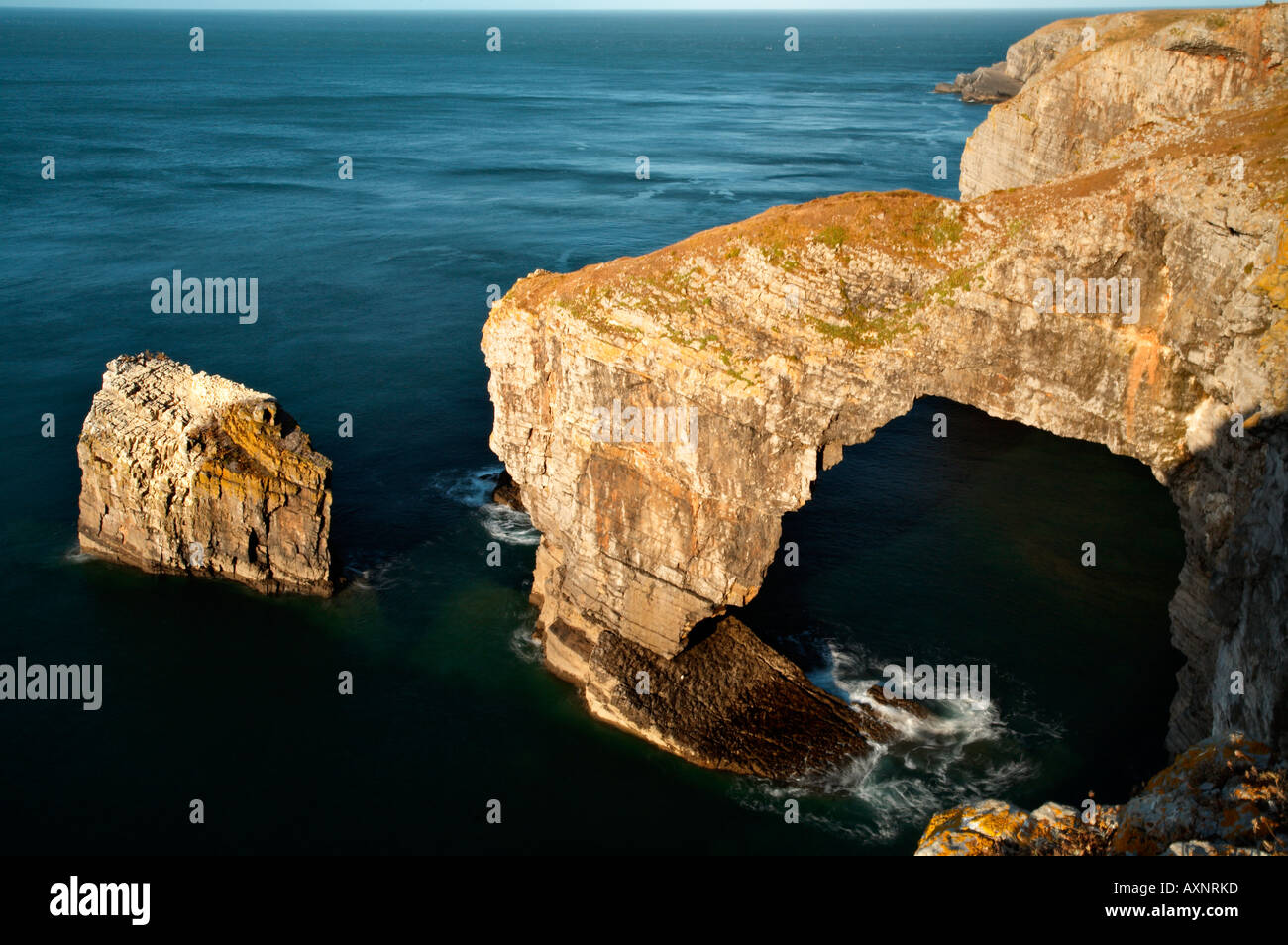 Green Bridge of Wales Stack Rocks Pembrokeshire West Wales Stock Photo ...