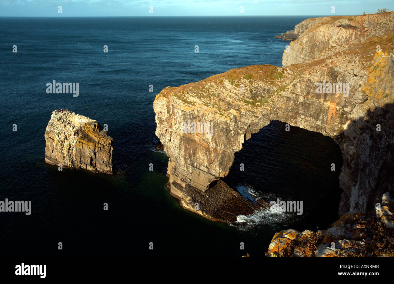 Green Bridge of Wales Stack Rocks Pembrokeshire West Wales Stock Photo ...