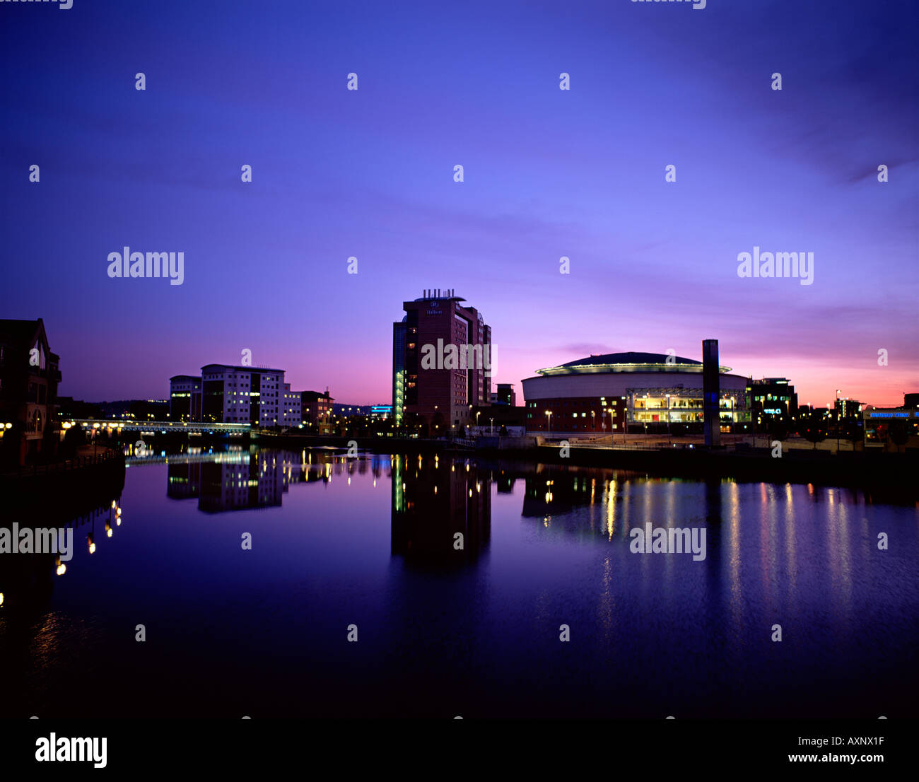 River Lagan with the Waterfront Hall, Belfast, Northern Ireland Stock ...