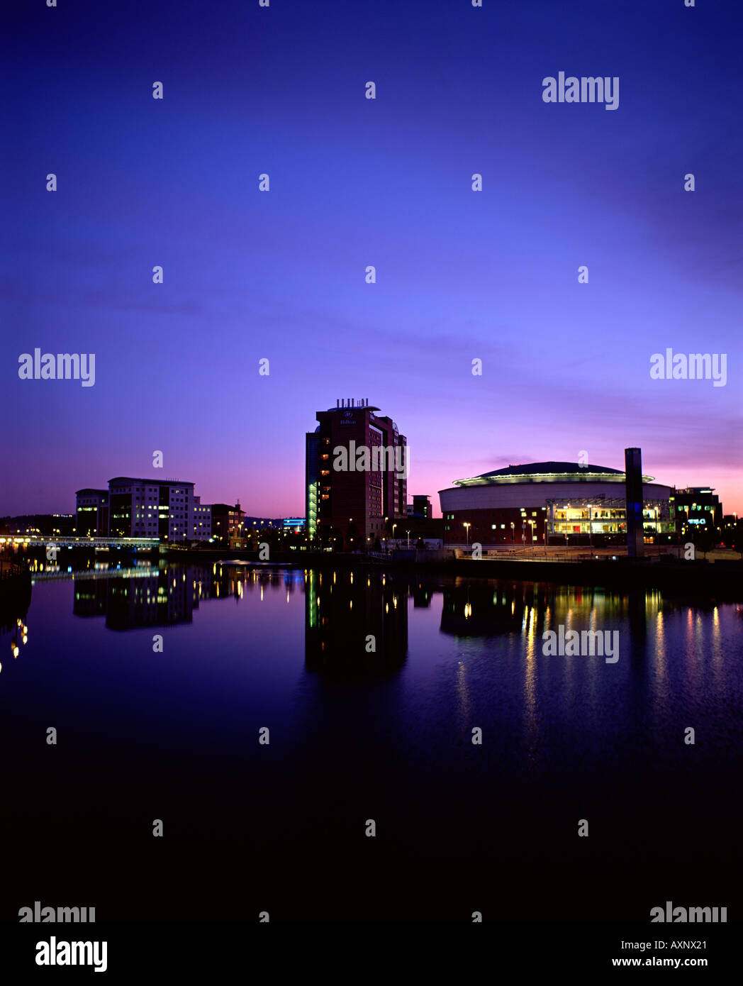 River Lagan with the Waterfront Hall, Belfast, Northern Ireland Stock ...