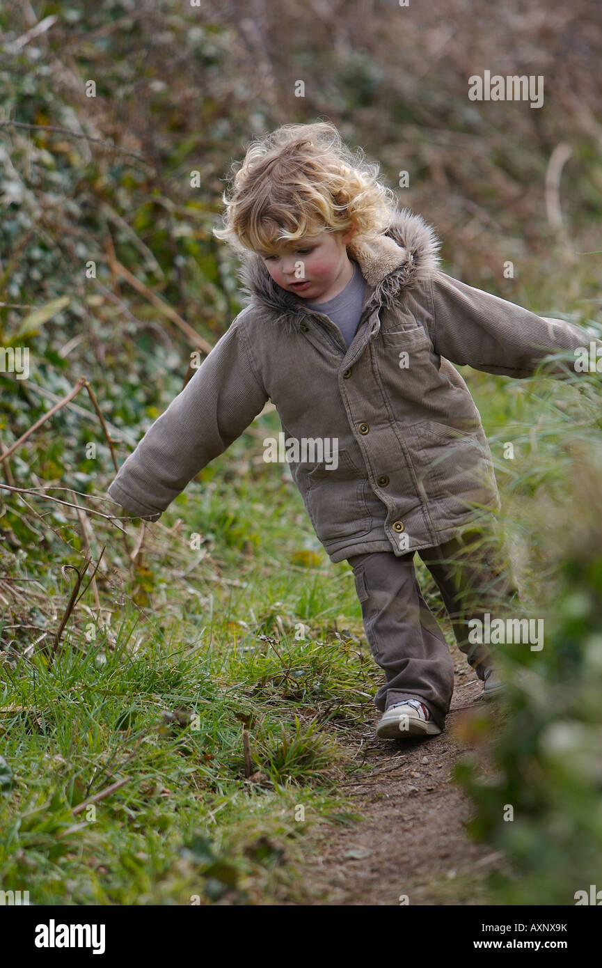 boy, child, walking, adventure, exploring, explore, footpath Stock ...