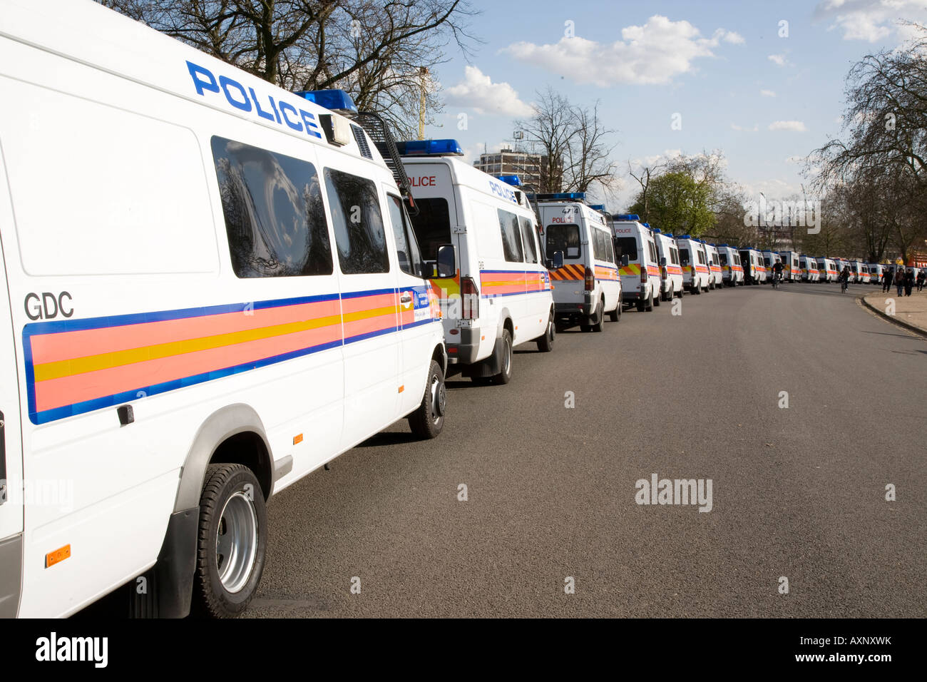 police vans line up for a massive drugs, stolen goods raid in London s ...
