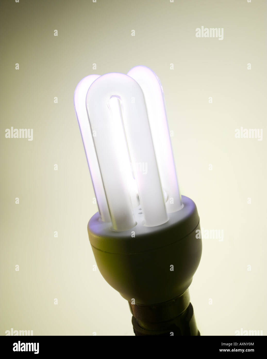 Illuminated energy saving light bulb Stock Photo - Alamy