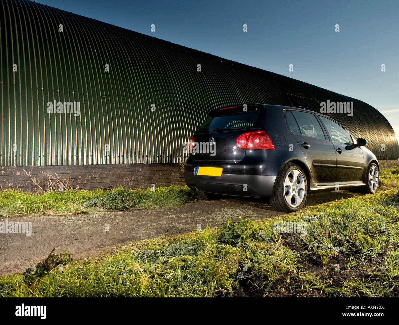 2007 Mark 5 Volkswagen VW Golf GTi Turbo black car lit by flash ...