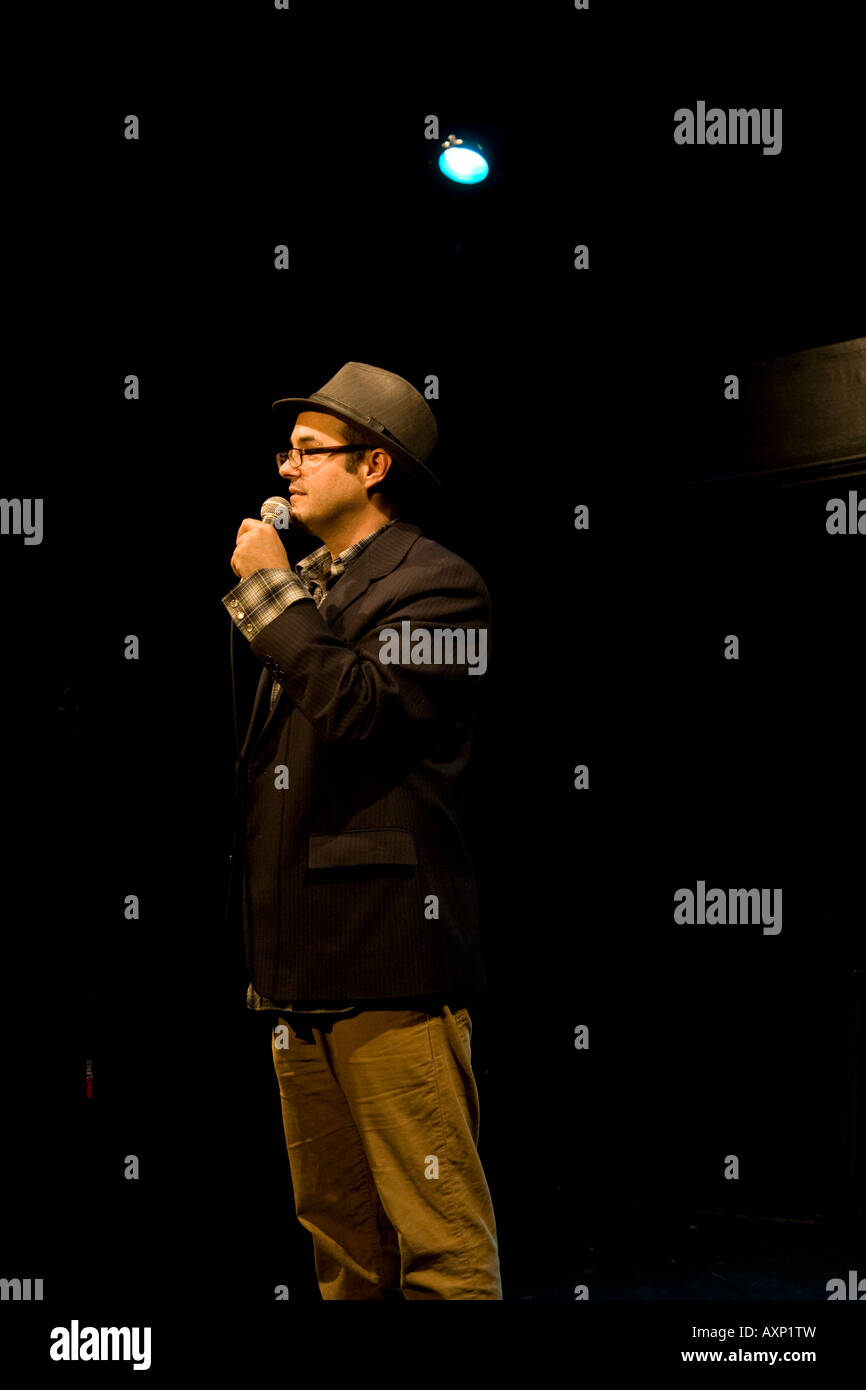 Robert Buscemi doing stand-up comedy Stock Photo - Alamy