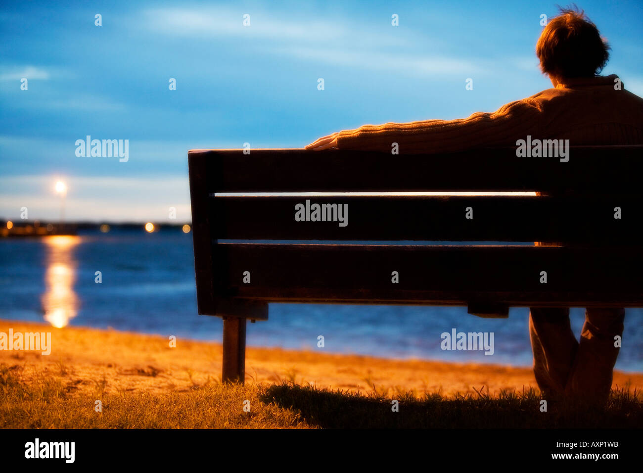 Men lake watching sunset hi-res stock photography and images - Alamy