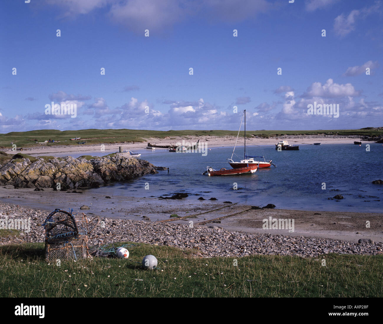 UK Scotland Strathclyde Argyll Island of Tiree Scarinish harbour and ...