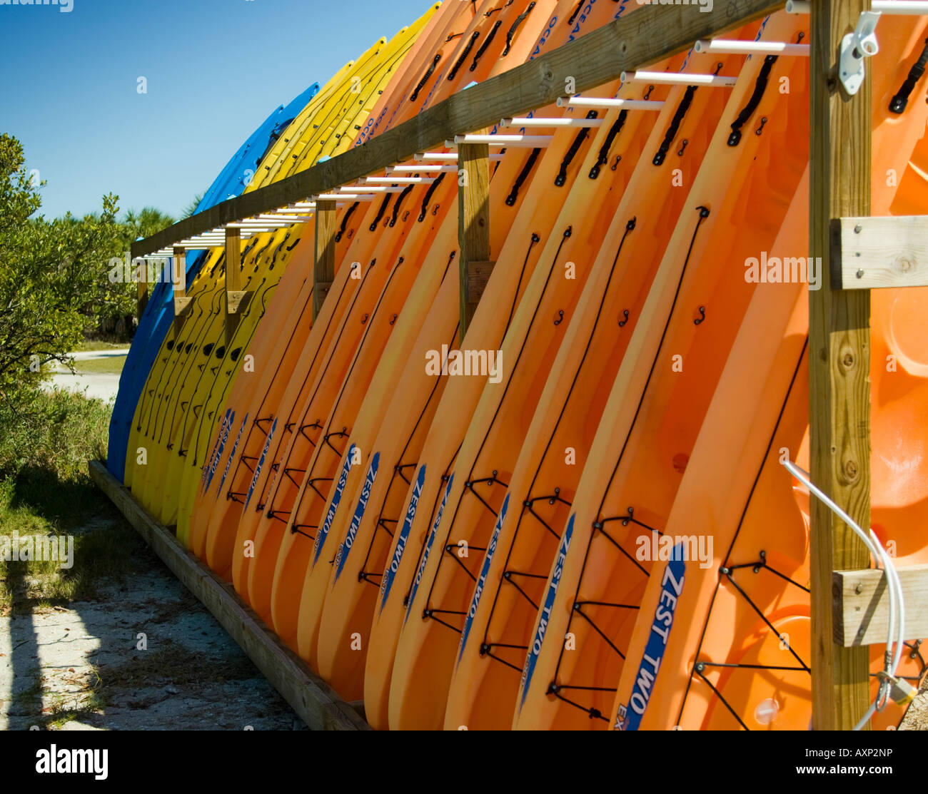 Kayaks for rent and sale Stock Photo - Alamy