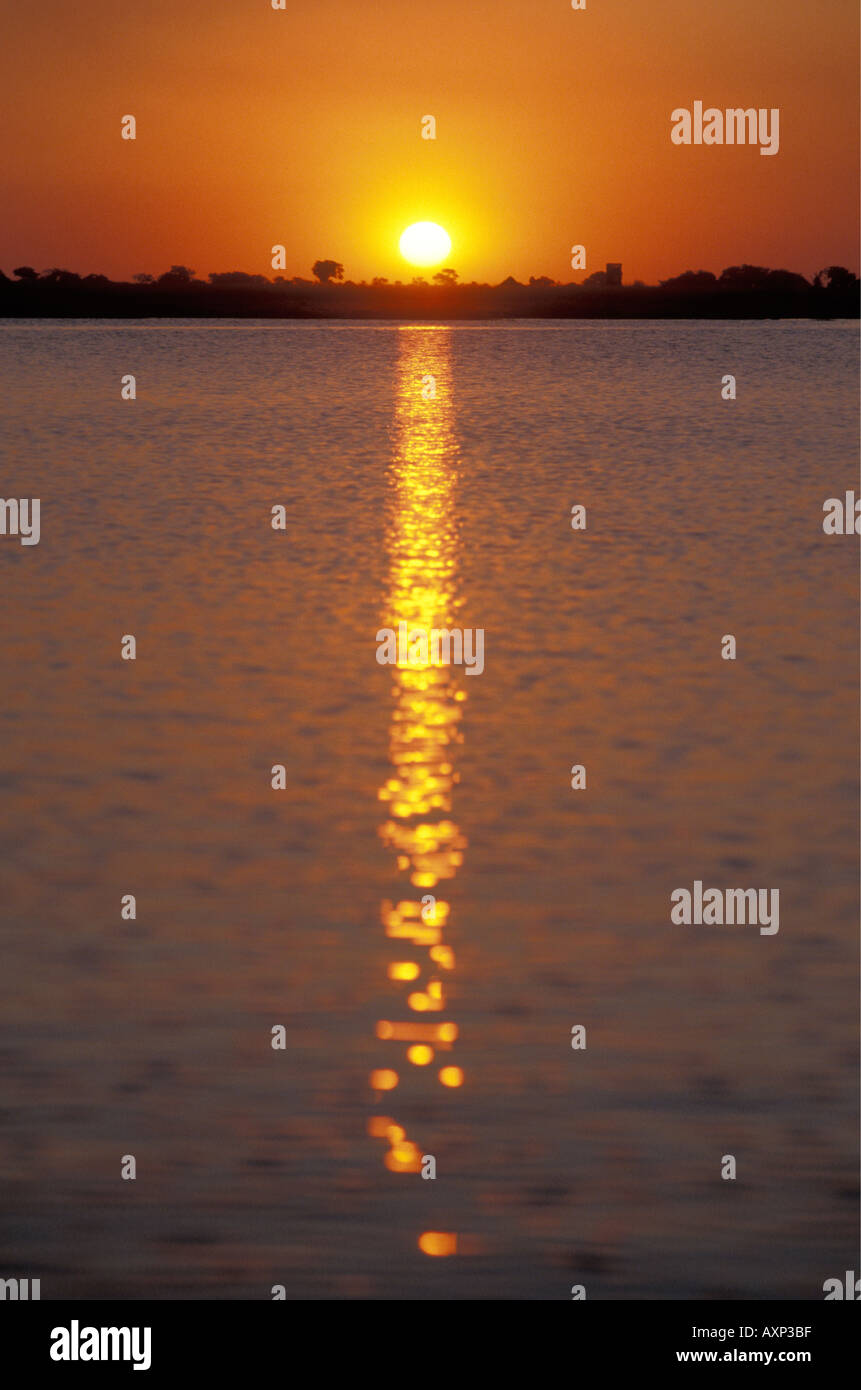 Sunset on the Zambezi River Zimbabwe Africa Stock Photo - Alamy