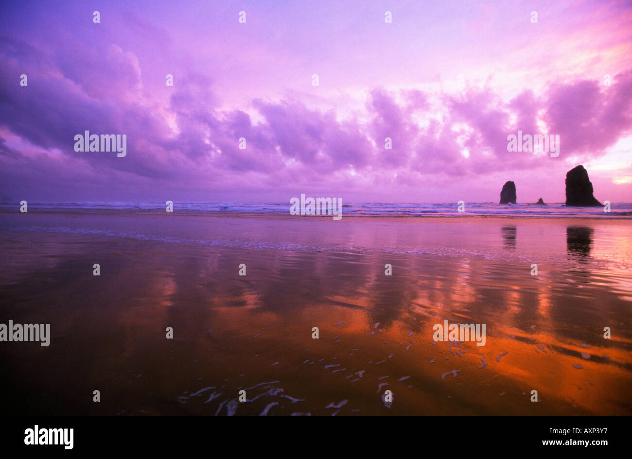 Ocean sunset Needle Rocks Cannon Beach Stock Photo - Alamy
