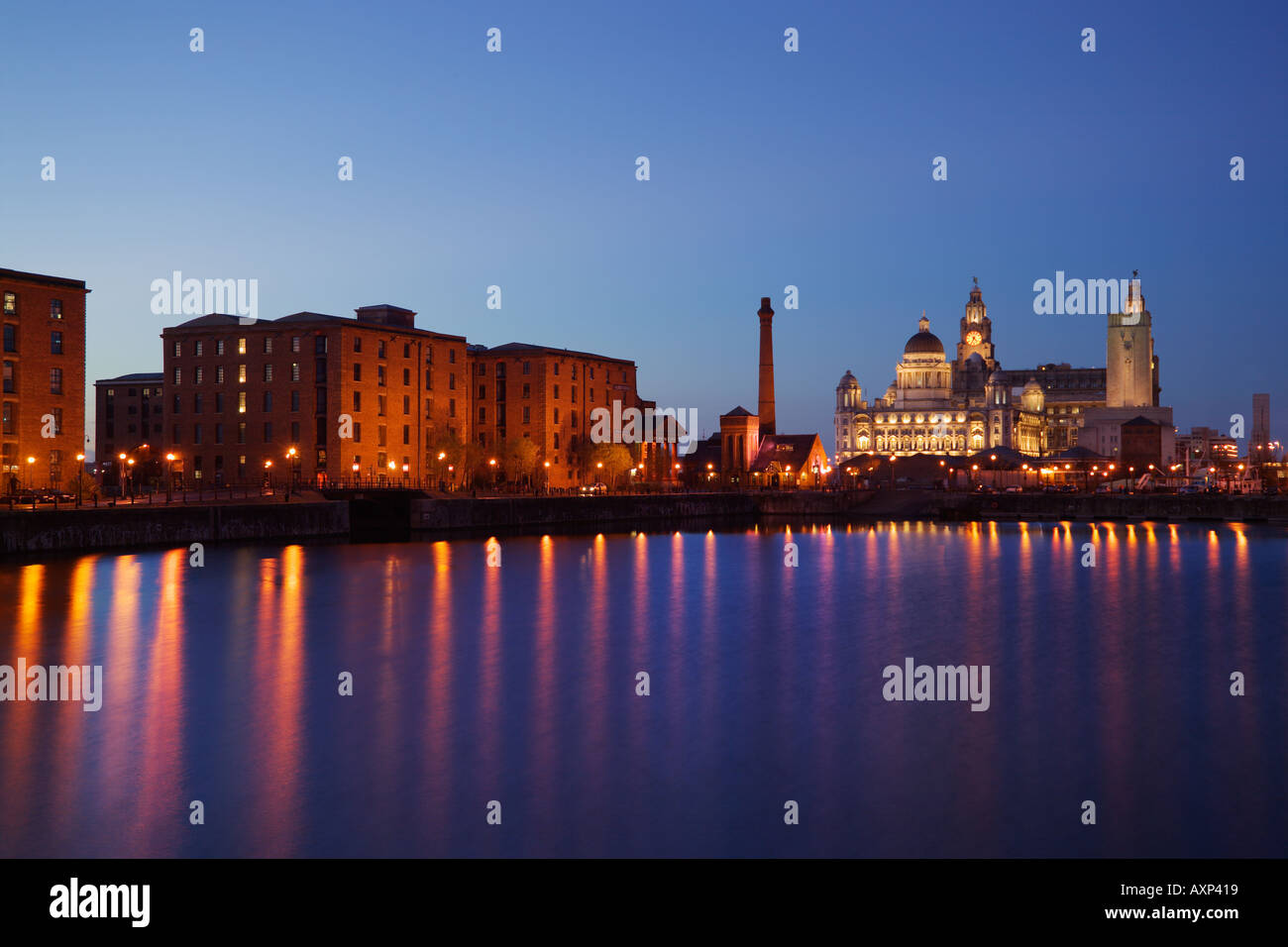 Liverpool Skyline At Night Liverpool Water Front Print By Wayne