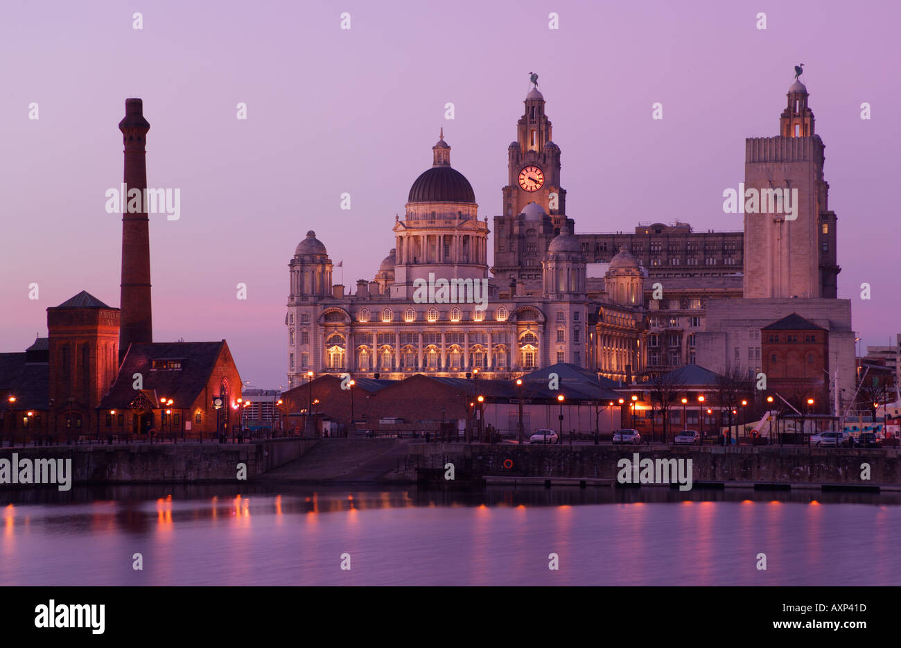 Liverpool Skyline at Night Liverpool Merseyside England Stock Photo - Alamy