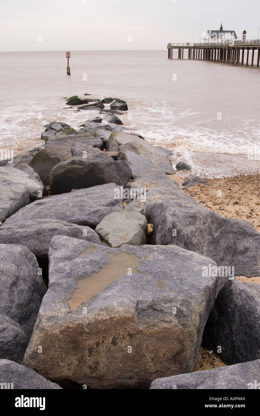 Sea Defence Rocks At Southwold Pier In Southwold,Suffolk,Uk Stock Photo ...