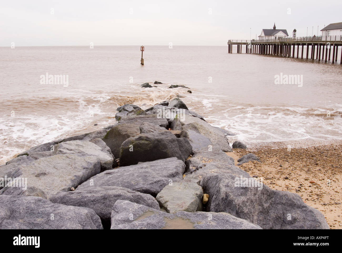 Sea Defence Rocks At Southwold Pier In Southwold,Suffolk,Uk Stock Photo ...