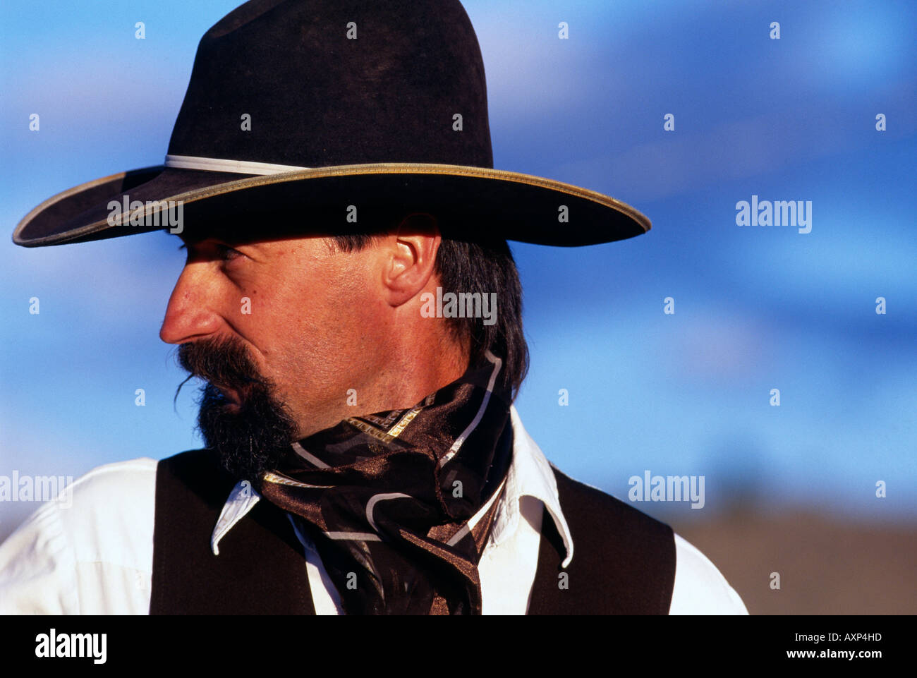 Close up profile portrait of cowboy Stock Photo - Alamy