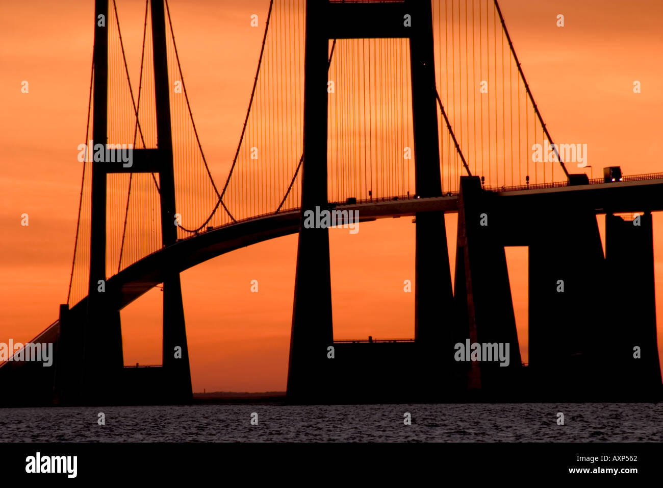 The Great Belt Bridge at sunset. Denmark Stock Photo - Alamy
