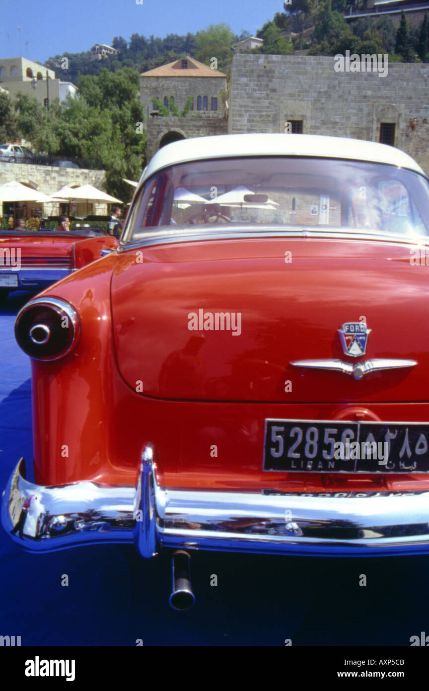 american classic car ford red model 1953 backside lebanon Stock Photo ...