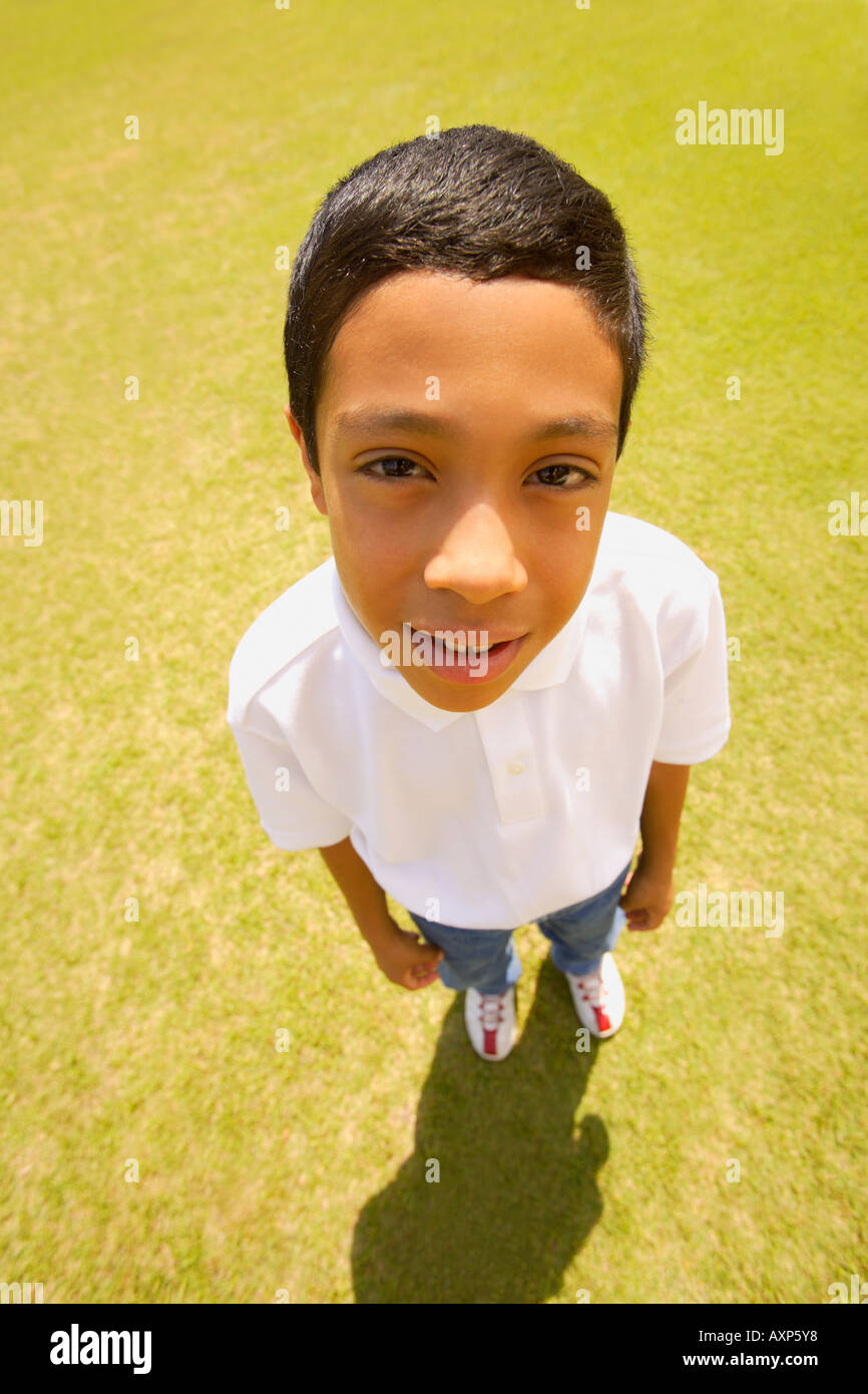 High angle portrait of a boy Stock Photo - Alamy