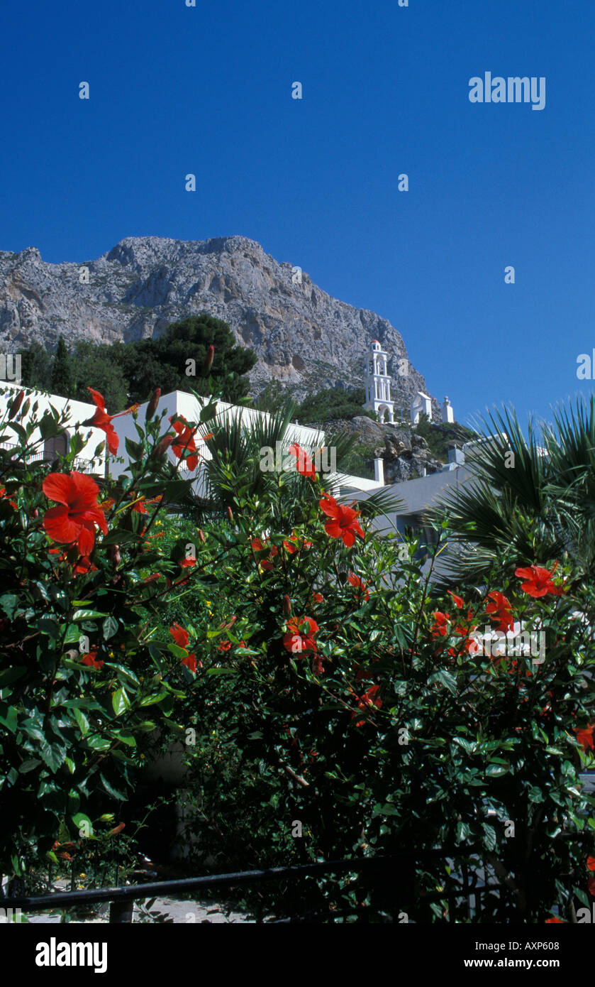 Floral hedge in Massouri Kalymnos Greece Stock Photo - Alamy