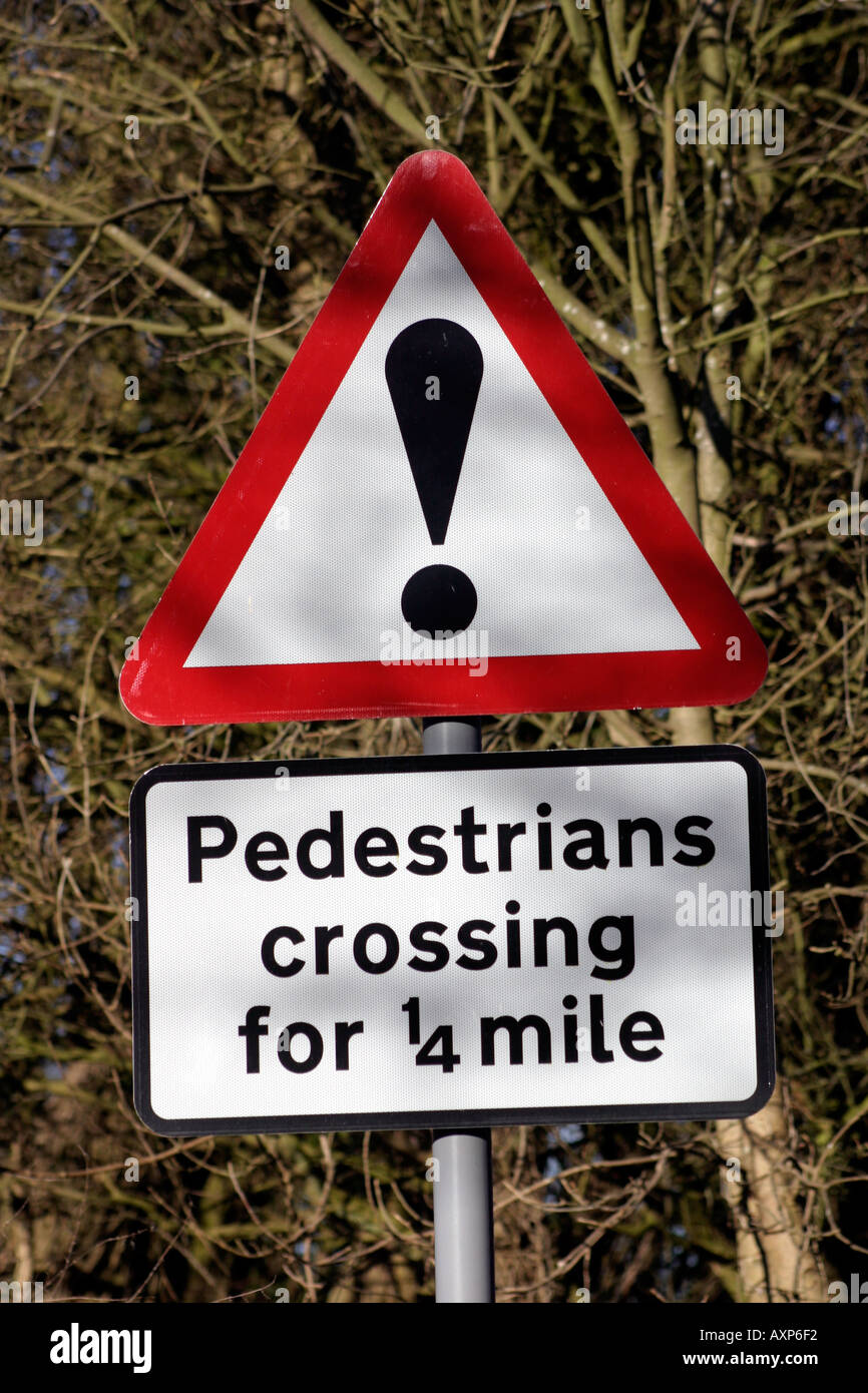 Pedestrian Crossing Warning Sign Stock Photo - Alamy