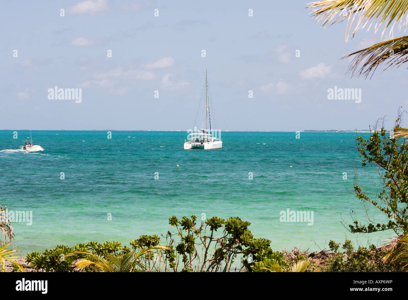 boats anchored and people snorkeling and swimming on Mermaid reef in ...