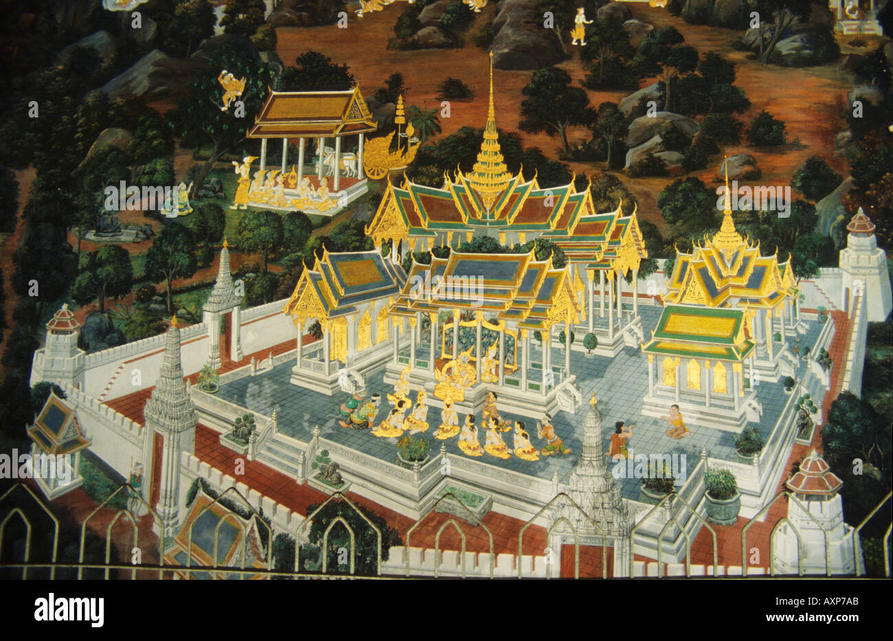 Temple mural Grand Palace Bangkok Thailand South East Asia Na Pra Larn ...