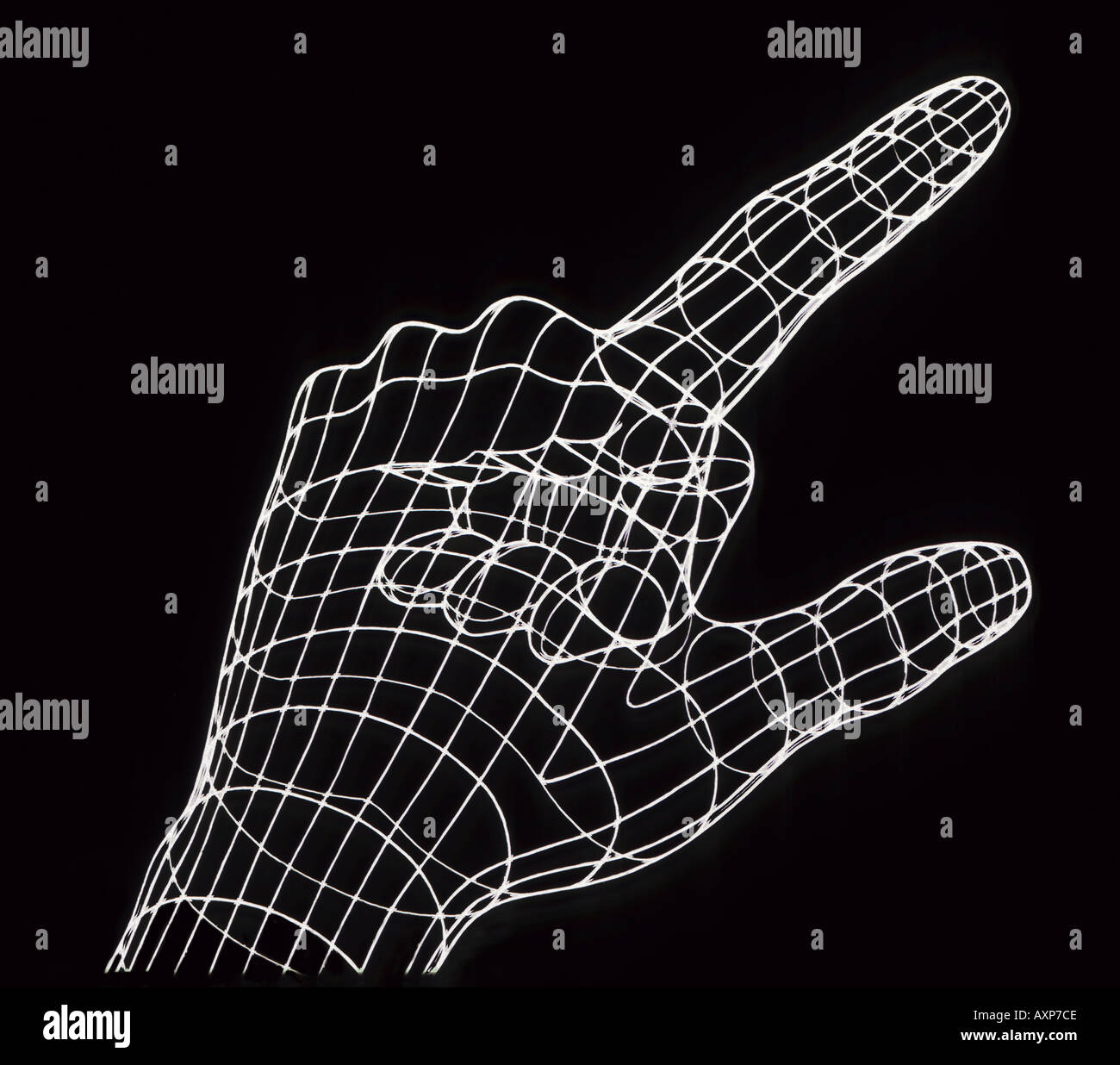Black and white wire 3d hand pointing with index finger computer ...