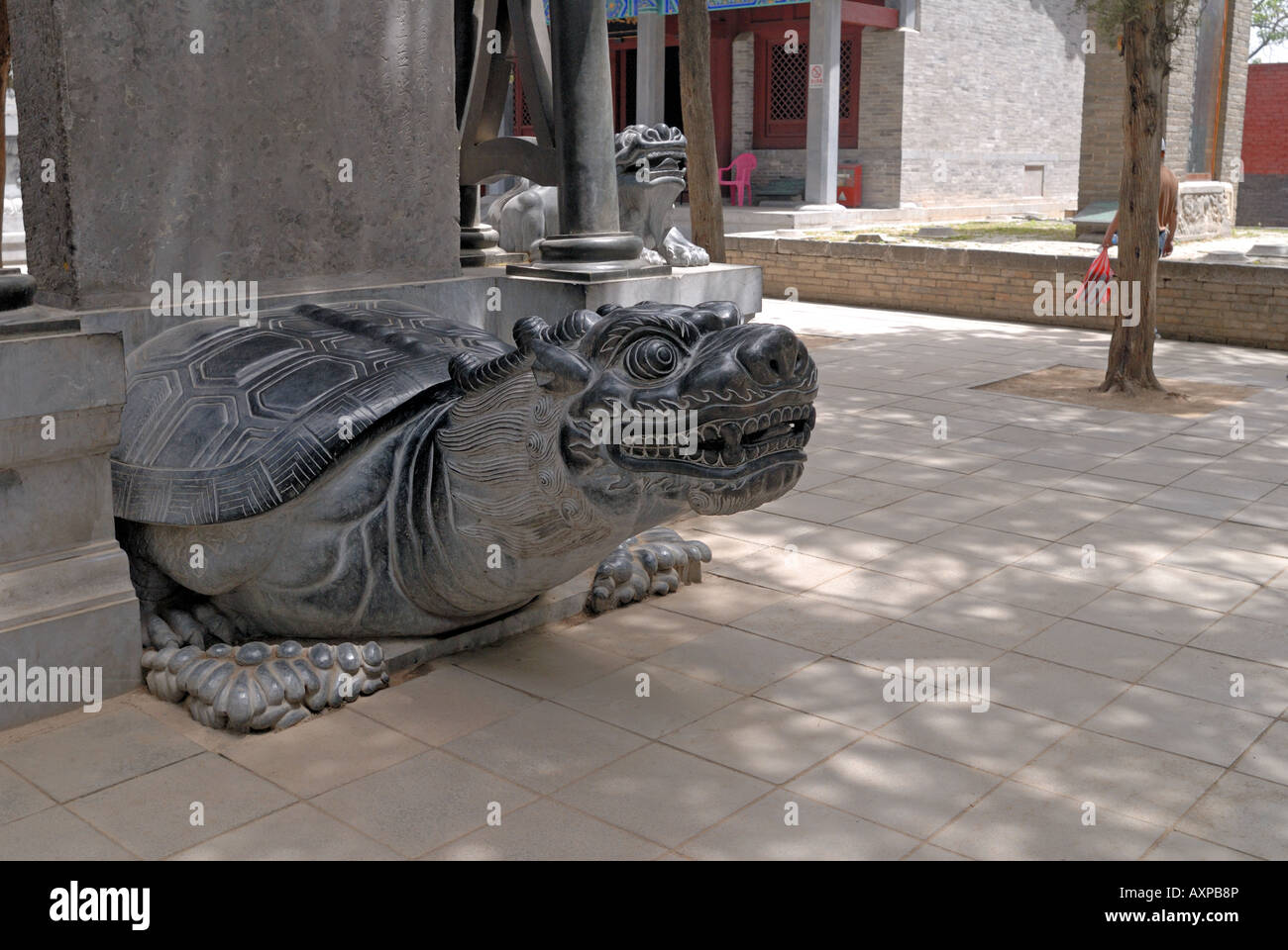 Stylised turtle at base of stele at Shaolin Buddhist Monastery Temple ...