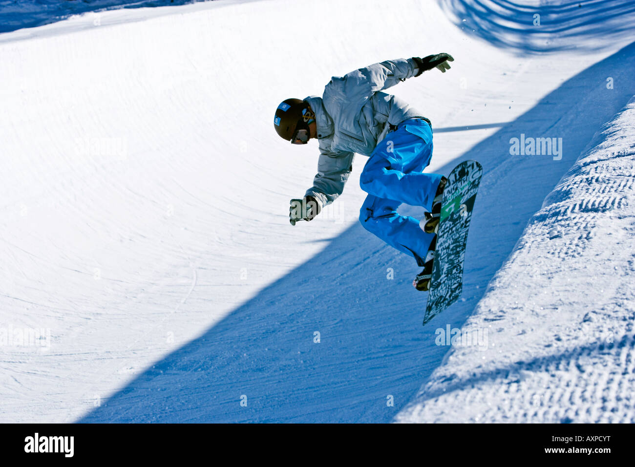 Davos snowboard fun snow half-pipe ski skiing Stock Photo - Alamy