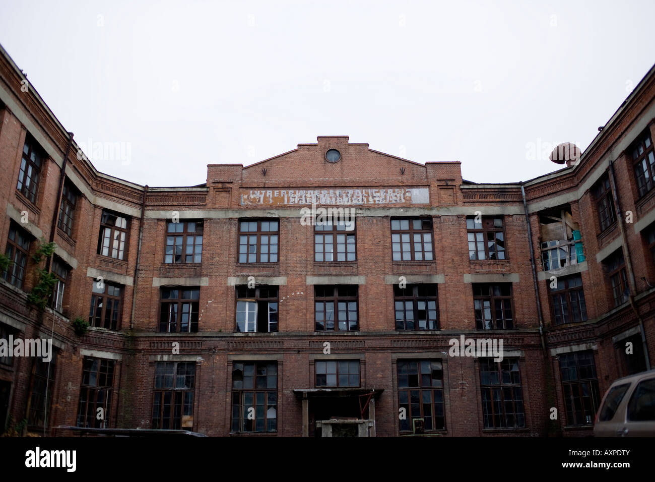 front view of an imposing old building with left and right wings Stock ...