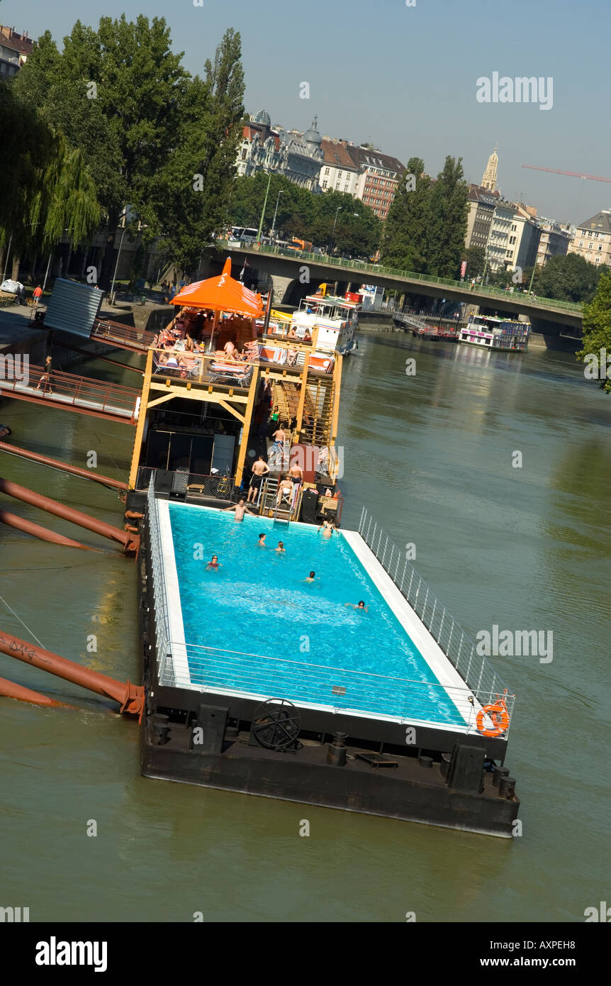 Vienna, swimming pool on the Danube Channel Stock Photo - Alamy