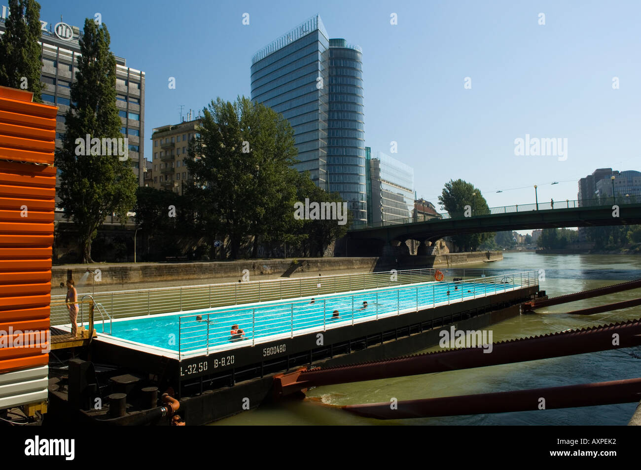 Vienna, swimming pool on the Danube Channel Stock Photo - Alamy