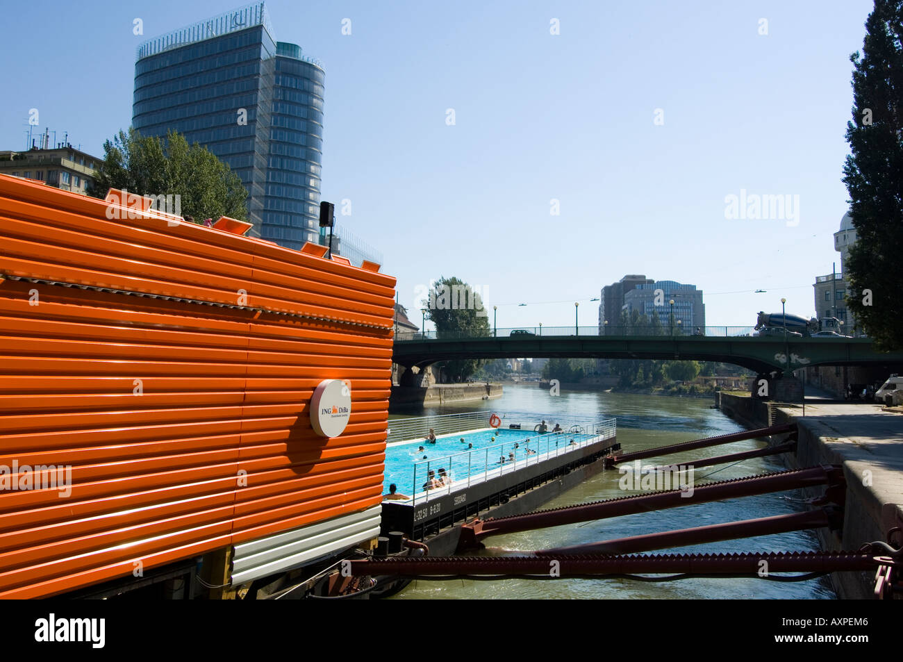 Vienna, swimming pool on the Danube Channel Stock Photo - Alamy
