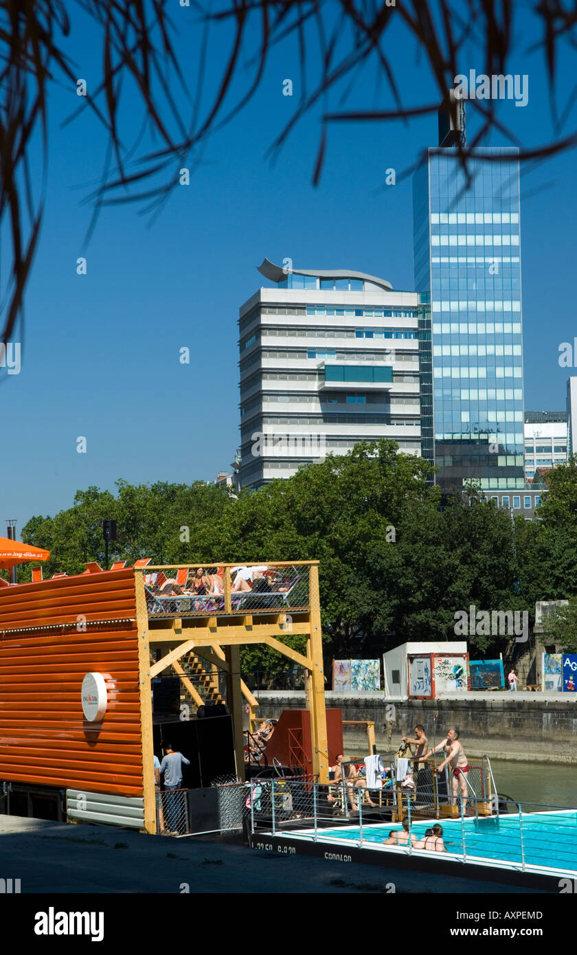 Vienna, swimming pool on the Danube Channel Stock Photo - Alamy