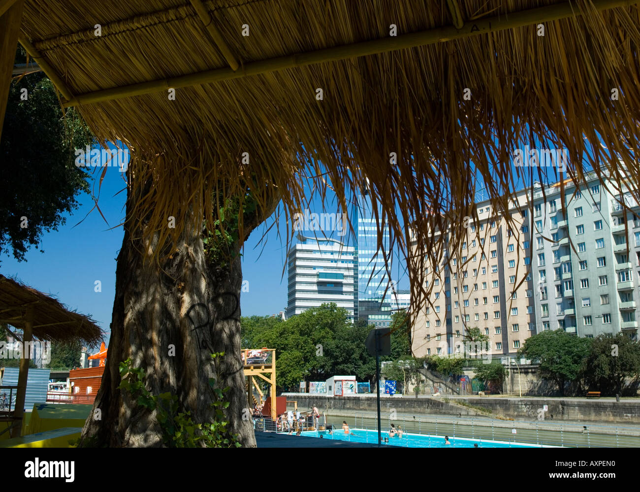 Vienna, swimming pool on the Danube Channel Stock Photo - Alamy