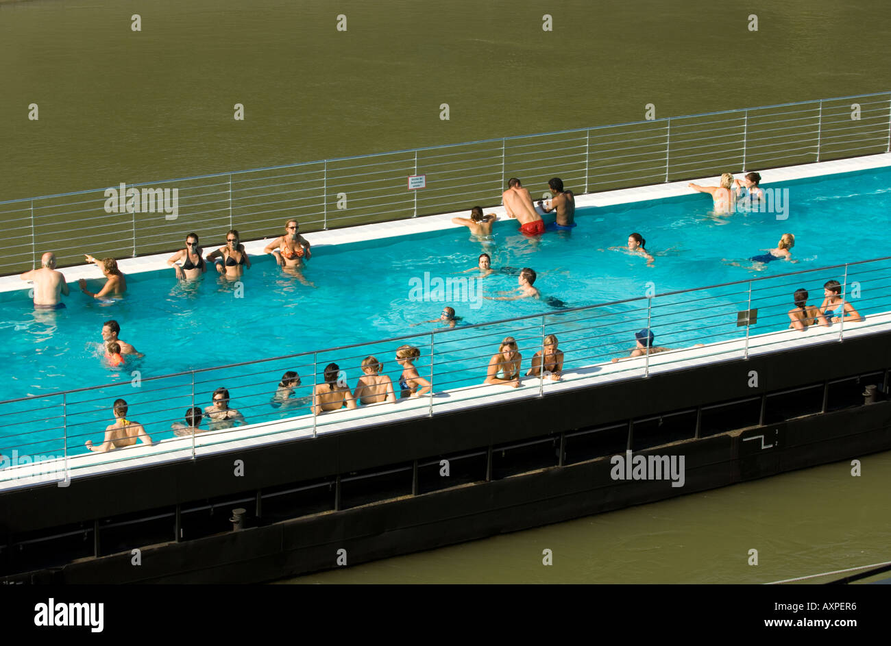 Vienna, swimming pool on the Danube Channel Stock Photo - Alamy