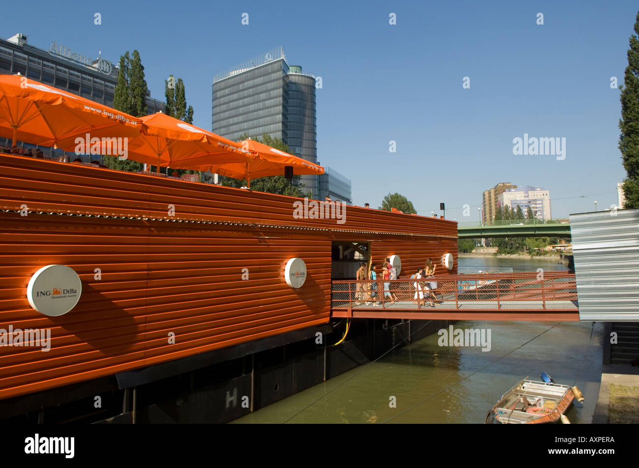 Vienna, swimming pool on the Danube Channel Stock Photo - Alamy