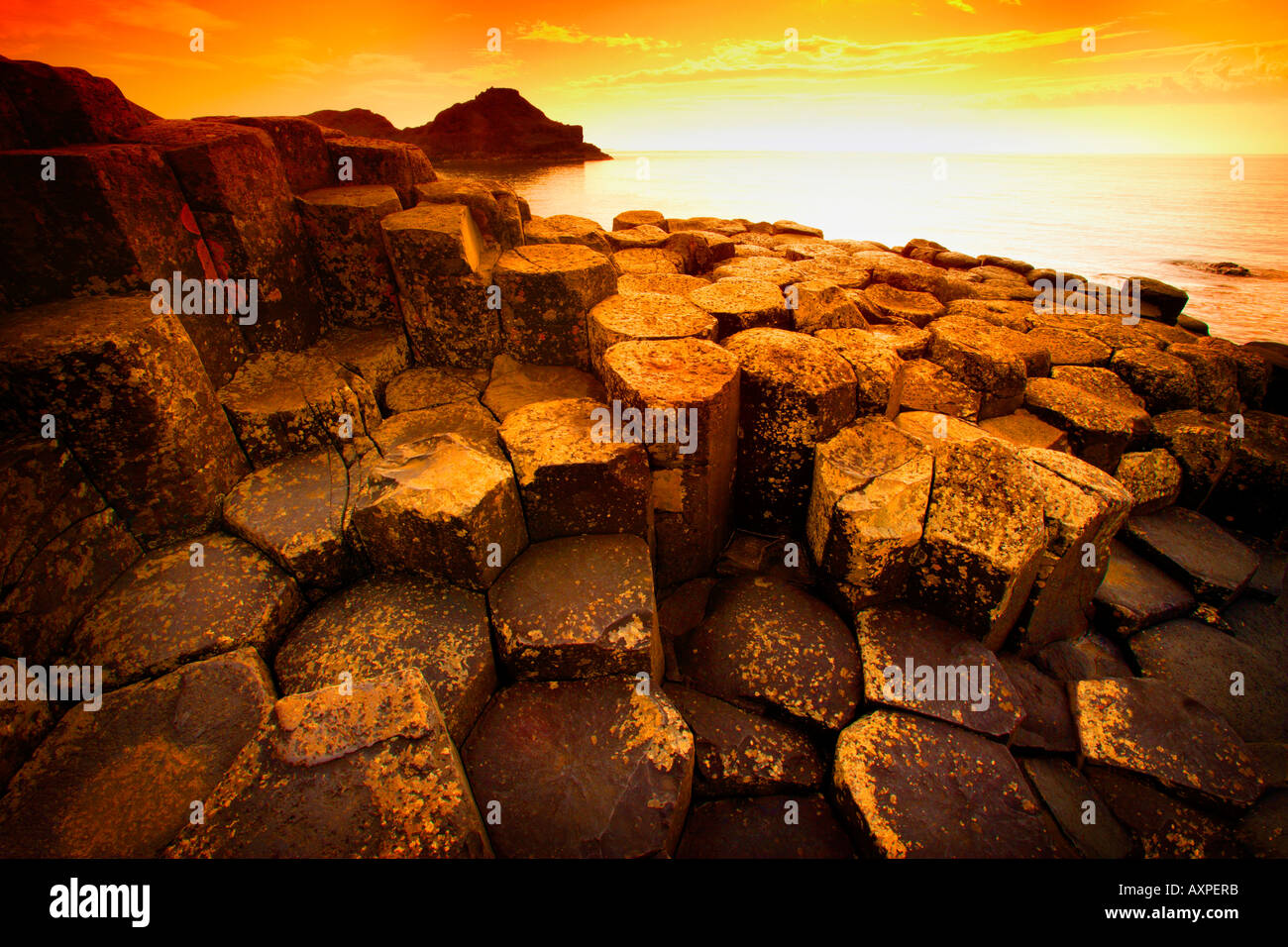 Giant's Causeway, County Antrim, Ireland, Basalt columns Stock Photo ...