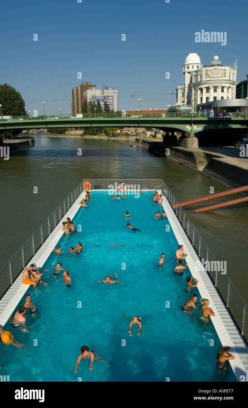 Vienna swimming pool on the Danube Channel Stock Photo - Alamy