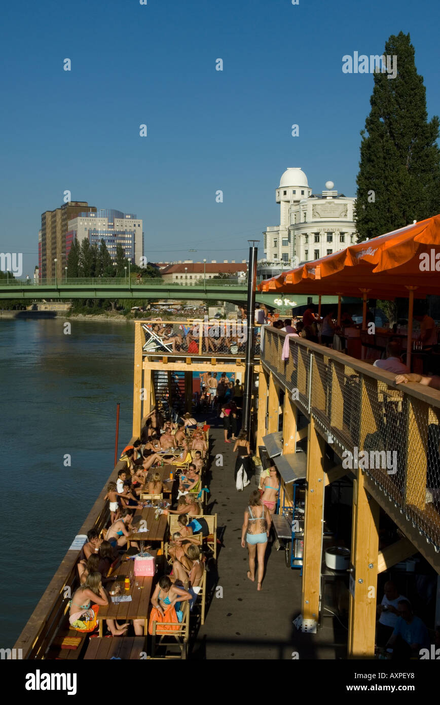 Vienna, swimming pool on the Danube Channel Stock Photo - Alamy