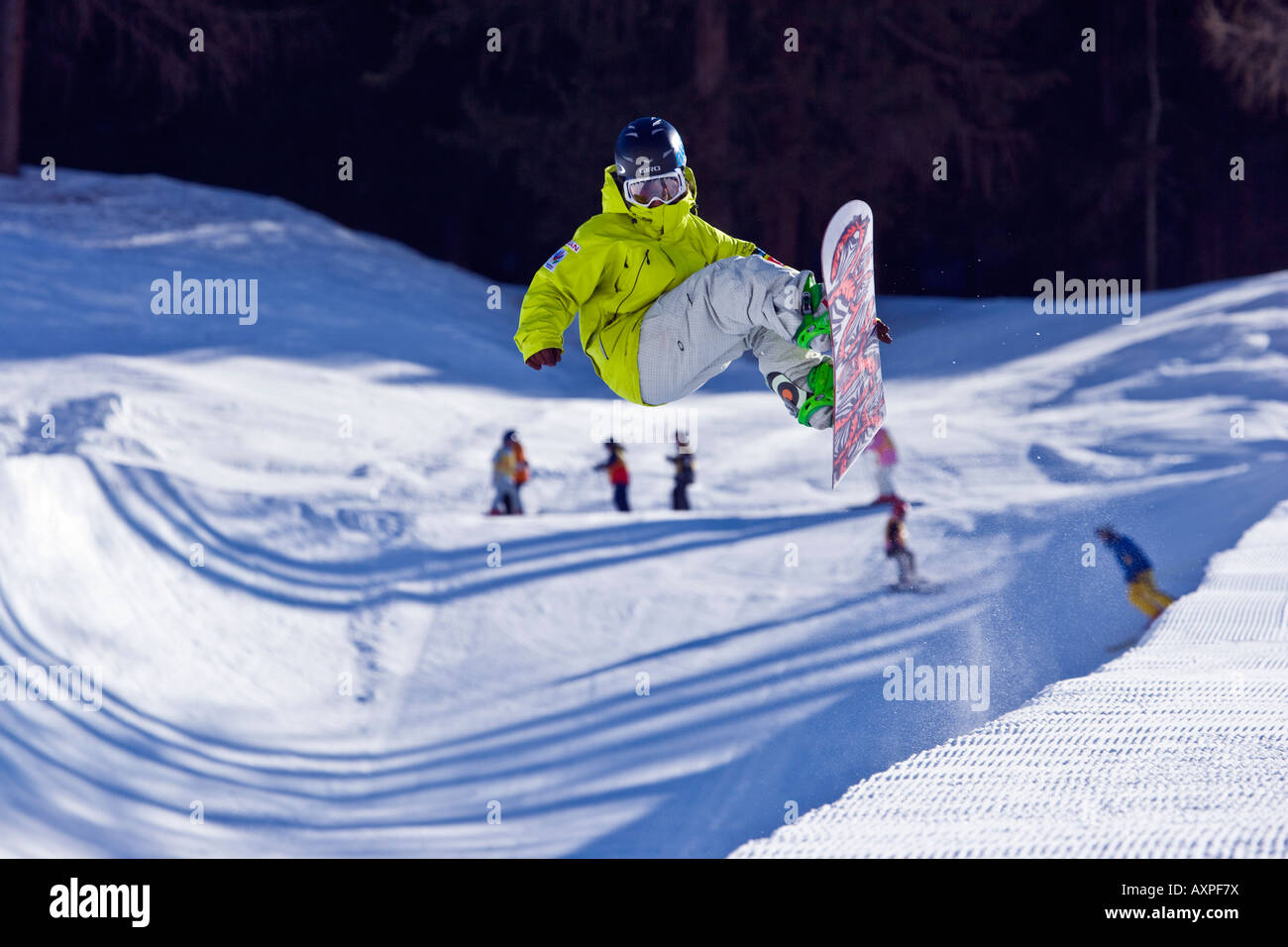 Davos snowboard fun snow half-pipe ski skiing Stock Photo - Alamy