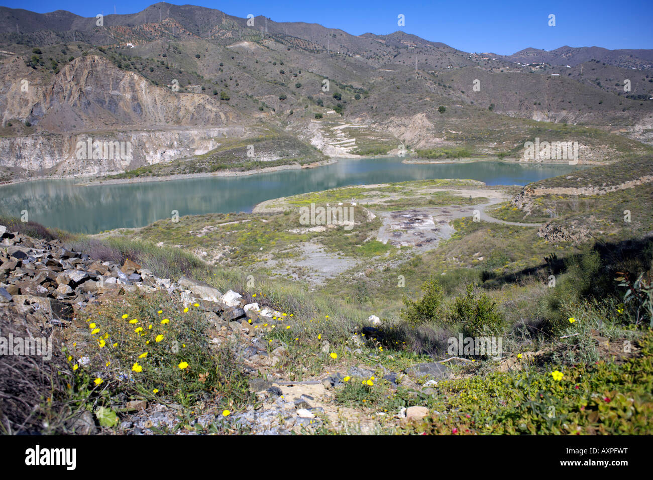 Embalse de Limonero Lake reservoir pine trees in the Mountains of ...