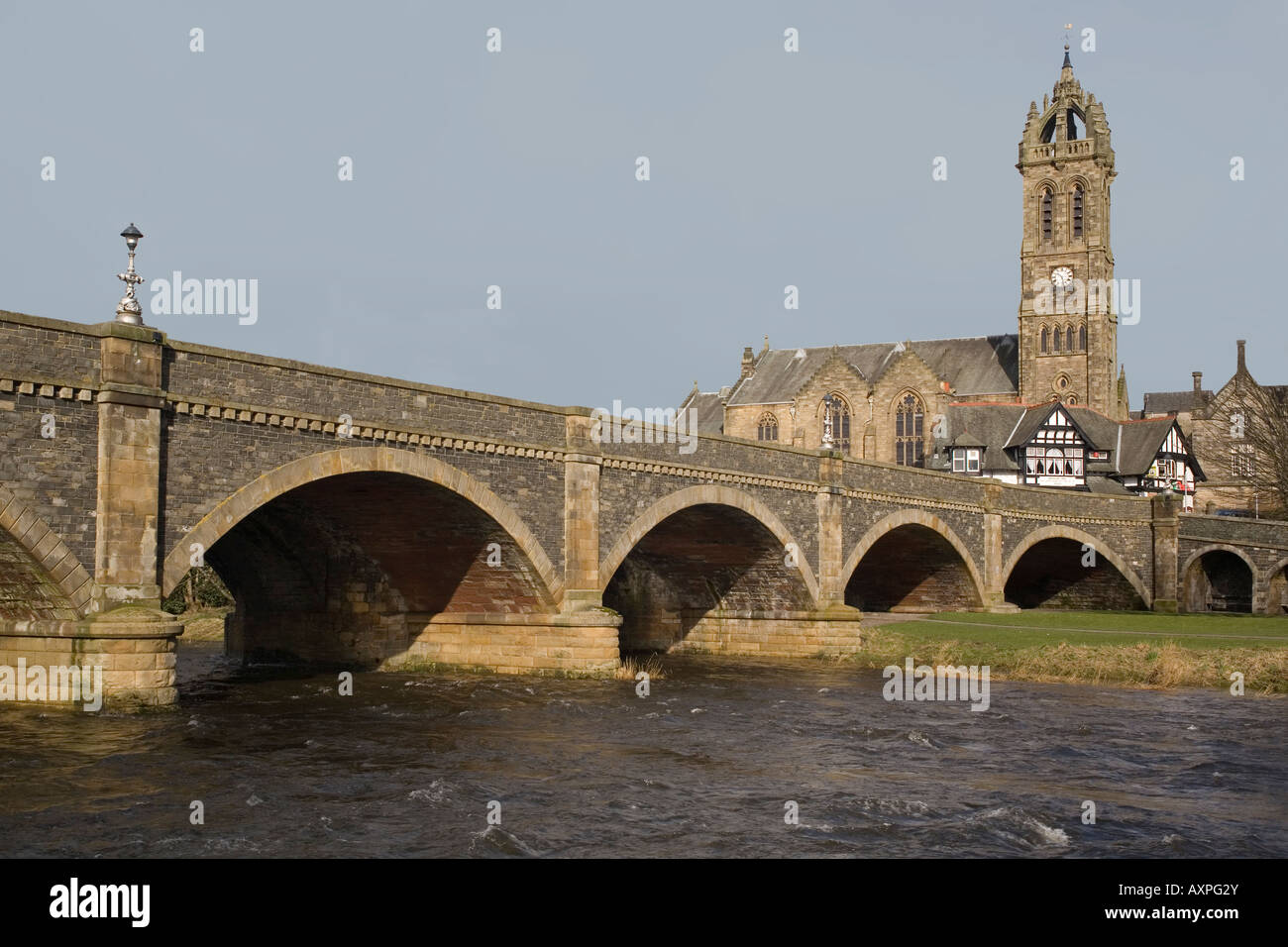 Scotland Borders Peebles Church bridge & river tweed Stock Photo - Alamy