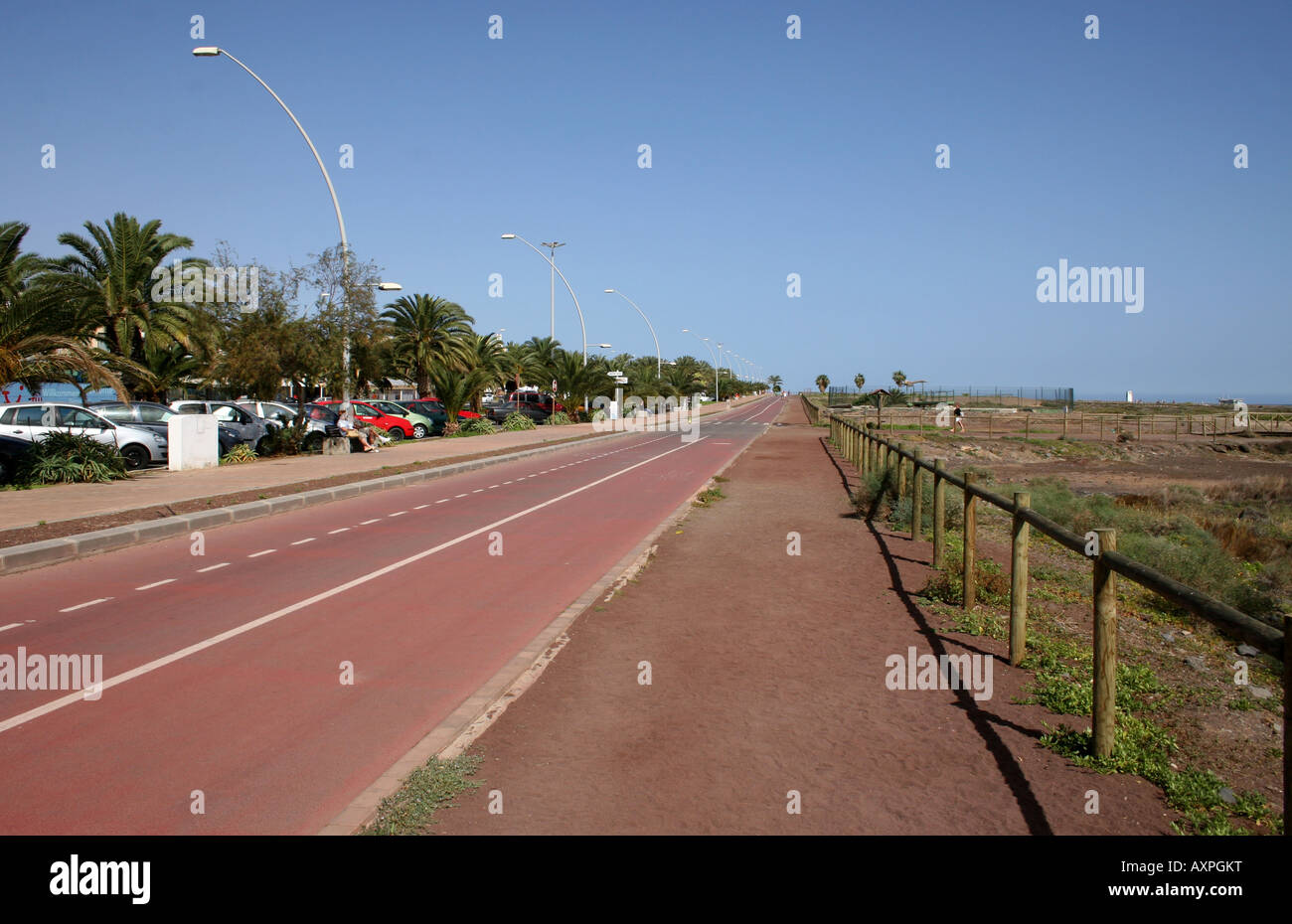 THE MODERN WIDE PROMENADE AT JANDIA. FUERTEVENTURA. CANARY ISLANDS ...