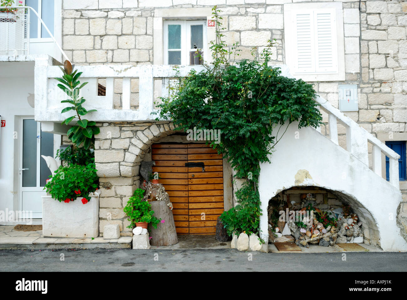 Detail of house, village of Racisce, island of Korcula, Croatia Stock ...