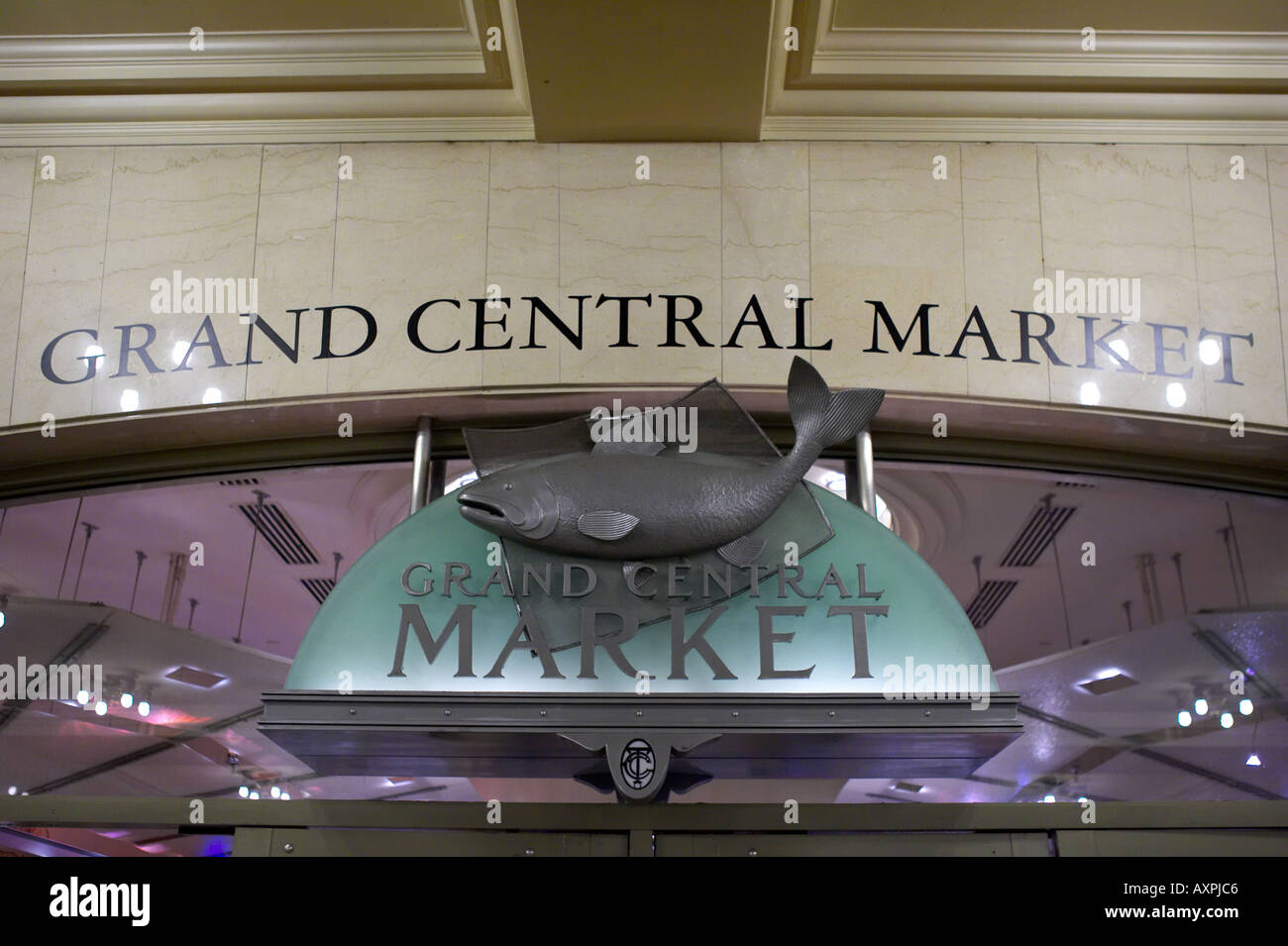 Sign above entrance to grand central market new york manhattan America ...