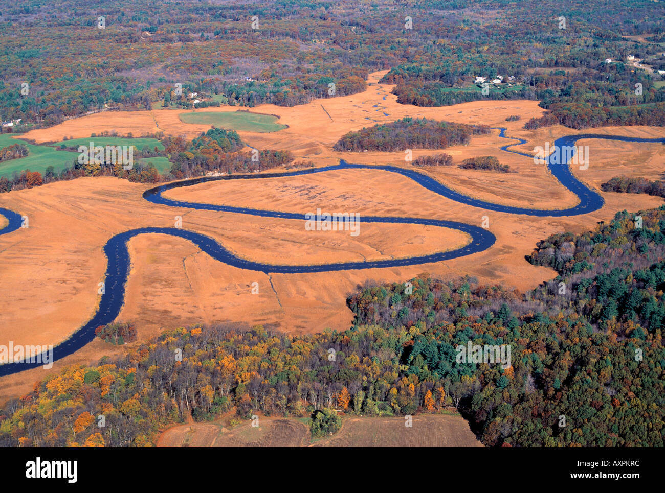 Aerial view of winding river Stock Photo - Alamy